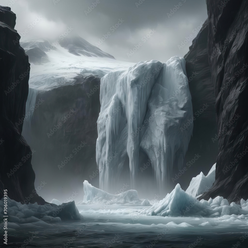 Glacial Calving - Massive icebergs breaking off and plunging into the ...