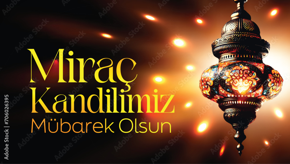Illuminated Lantern with Festive Greetings for Miraç Kandili with ...