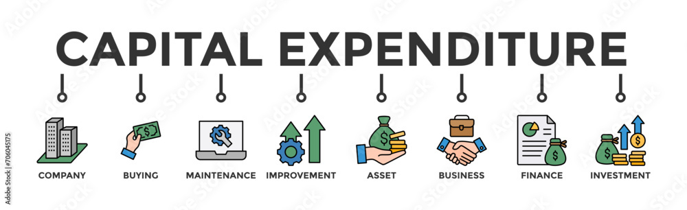 Capital expenditure banner web icon vector illustration concept with ...