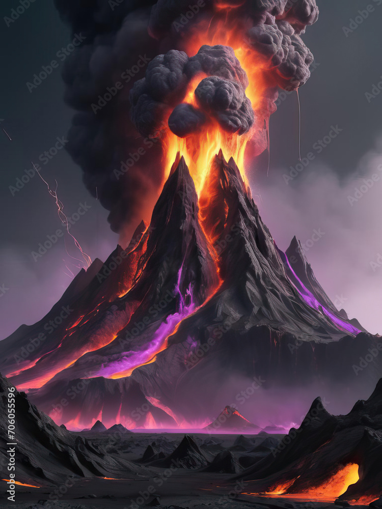 Epic Cyberpunk Volcanic Eruption - 8K high-resolution realistic ...