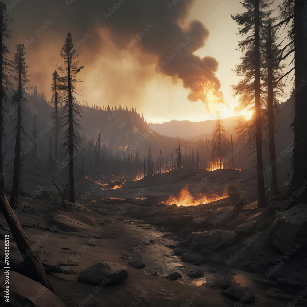 Apocalyptic Wildfire - A grimdark concept art of a wildfire spreading ...