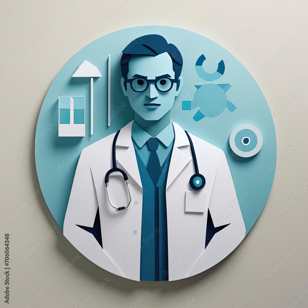 Serene Doctor - Male healthcare professional in a lab coat with a paper ...