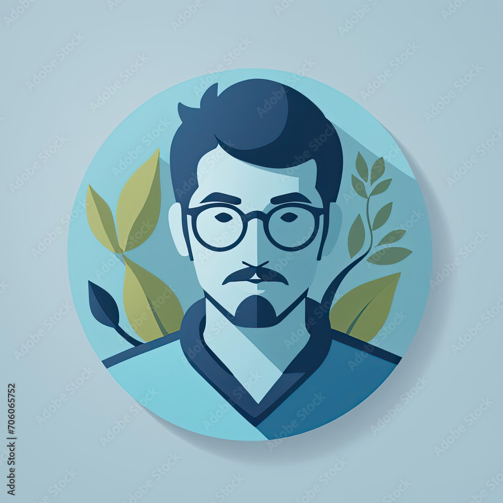 Environmental Activist - Flat user persona icon of a male with a nature ...