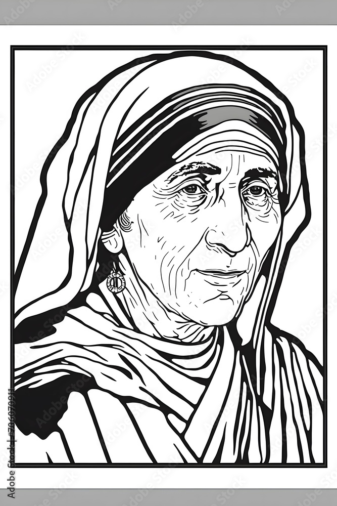 Foto de coloring page of a famous women mother teresa , black and white ...