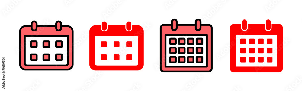 Calendar icon set illustration. Calender sign and symbol. Schedule icon ...