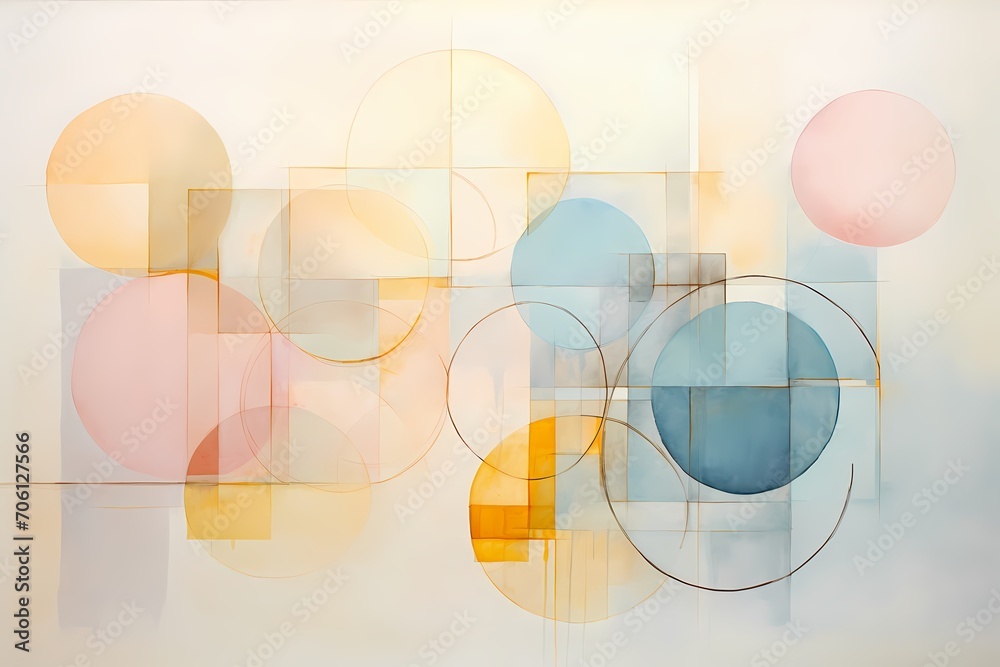 Gentle pastel circles intersecting in a visually intriguing manner ...