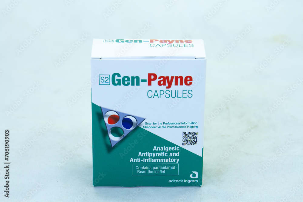 Johannesburg, South Africa - a box of Gen-Payne capsules from adcock ...