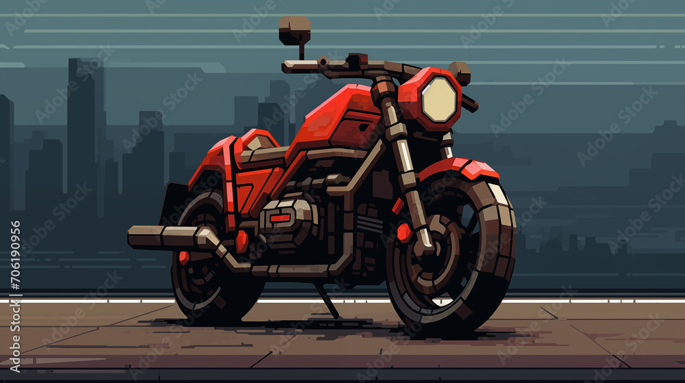 Pixel Art Motorbike in 16-Bit Style. Generative AI. Stock-Illustration ...