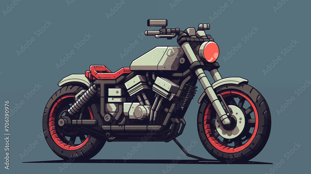 Pixel Art Motorbike in 16-Bit Style. Generative AI. Stock Illustration ...