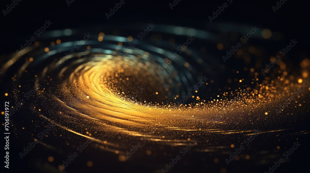 Digital Gold Particles Wave and light abstract background with shining ...