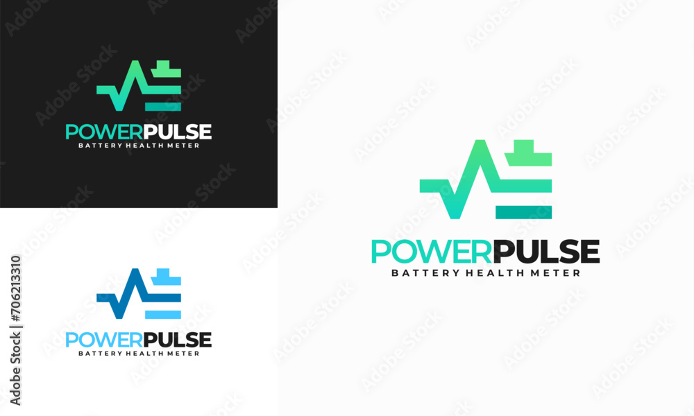 Power Pulse Battery health meter Logo designs concept vector Stock ...