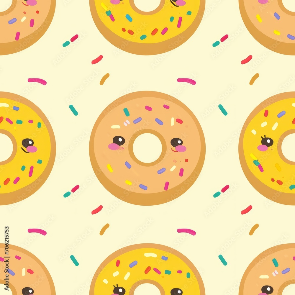 Seamless Patterns for prints | Happy Donut Friend 2D Illustration: A ...