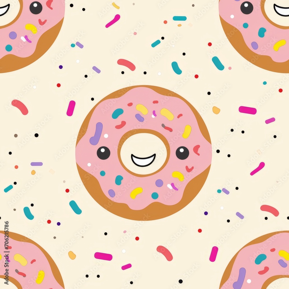 Seamless Patterns for prints | Happy Donut Friend 2D Illustration: A ...