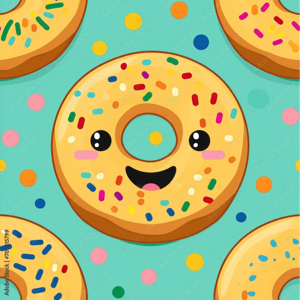 Seamless Patterns for prints | Happy Donut Friend 2D Illustration: A ...
