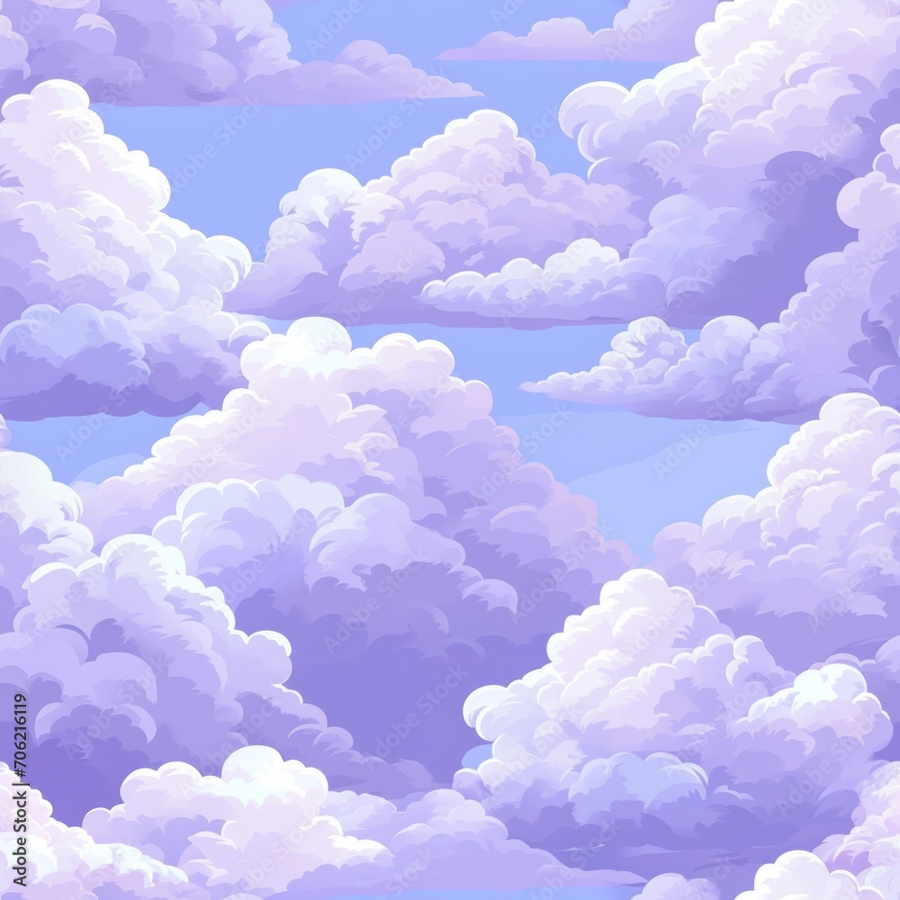 Seamless Patterns for prints | Cloudy Daydream 2D Illustration: Fluffy ...