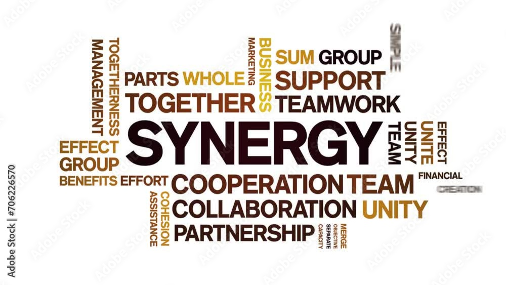 Synergy animated word cloud;text design animation tag kinetic ...
