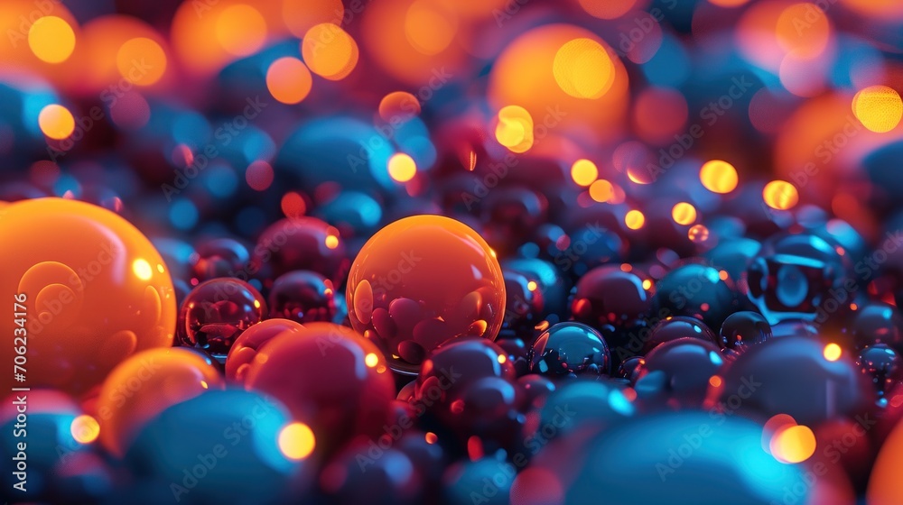 a bunch of blue and orange balls are in the middle of a pile of blue ...