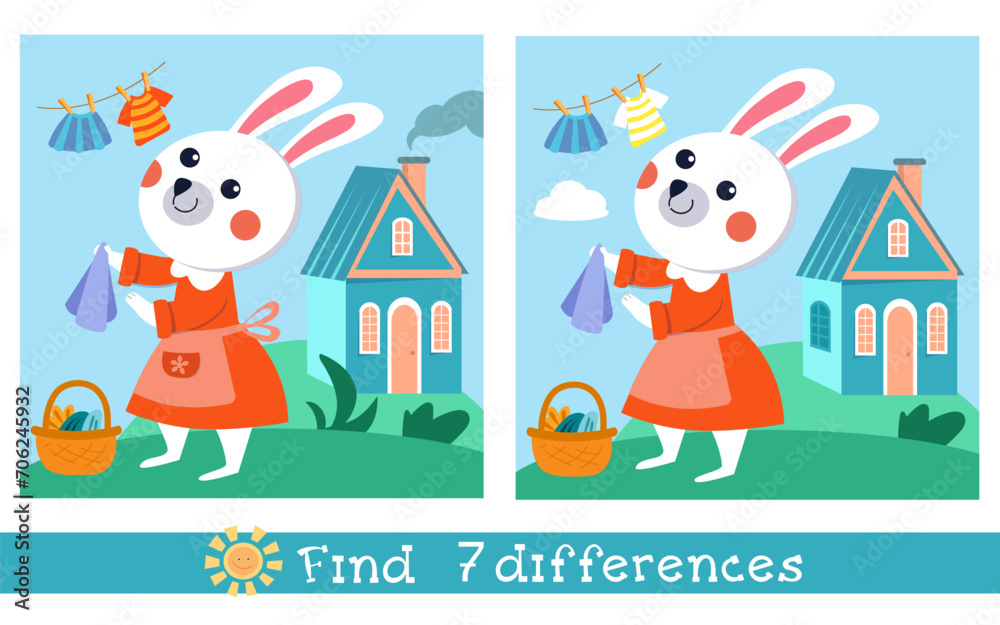 Find 7 differences. Educational puzzle game for children. Cartoon ...