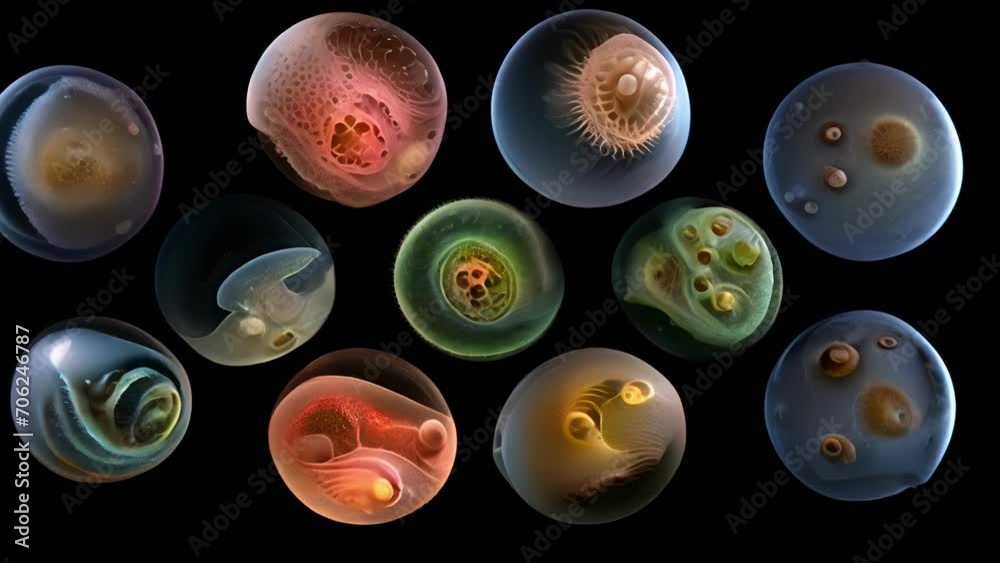 Vidéo Stock A microscope image of an embryo, revealing the various ...
