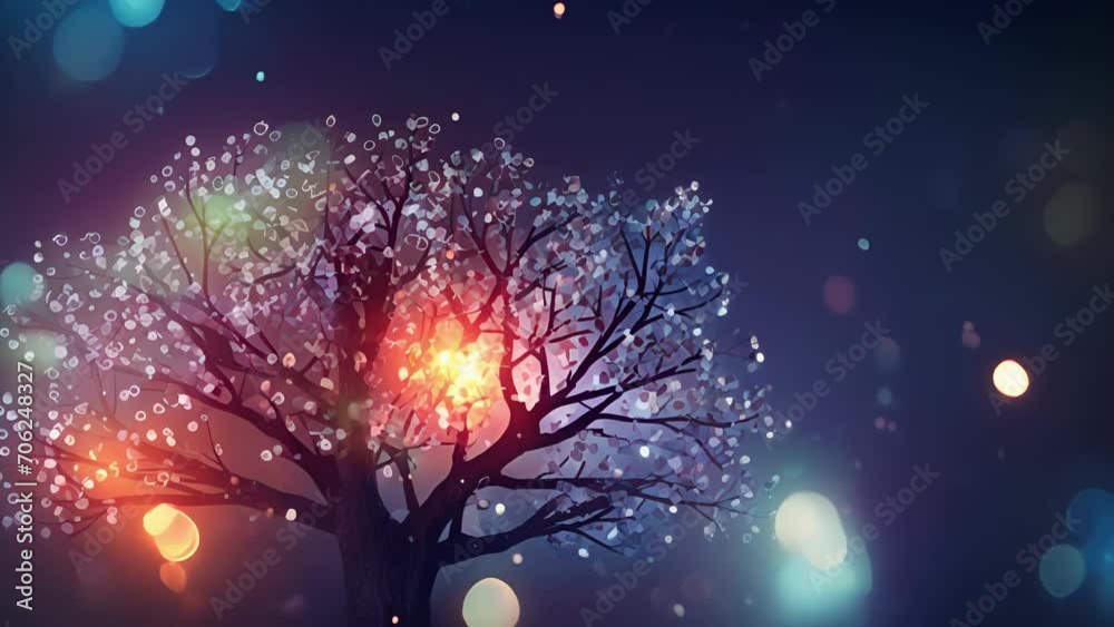 An illustration depicting a family tree with different colored branches ...