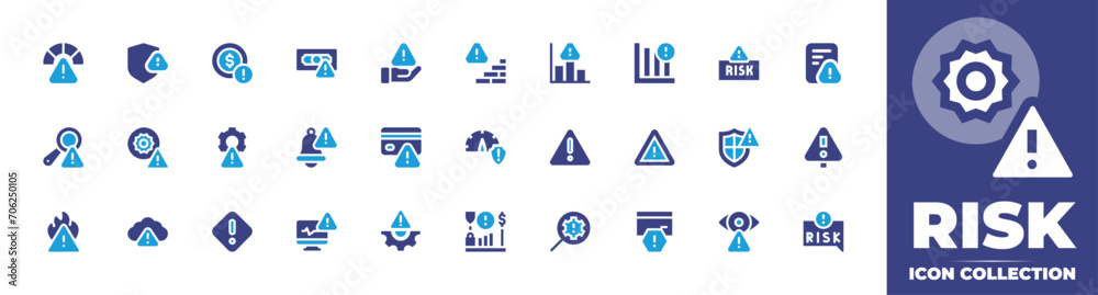 Risk icon collection. Duotone color. Vector and transparent ...