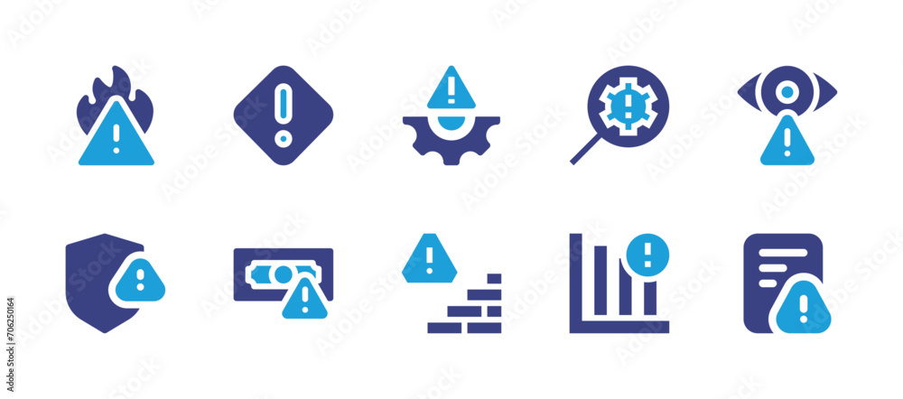 Risk icon set. Duotone color. Vector illustration. Containing warning ...