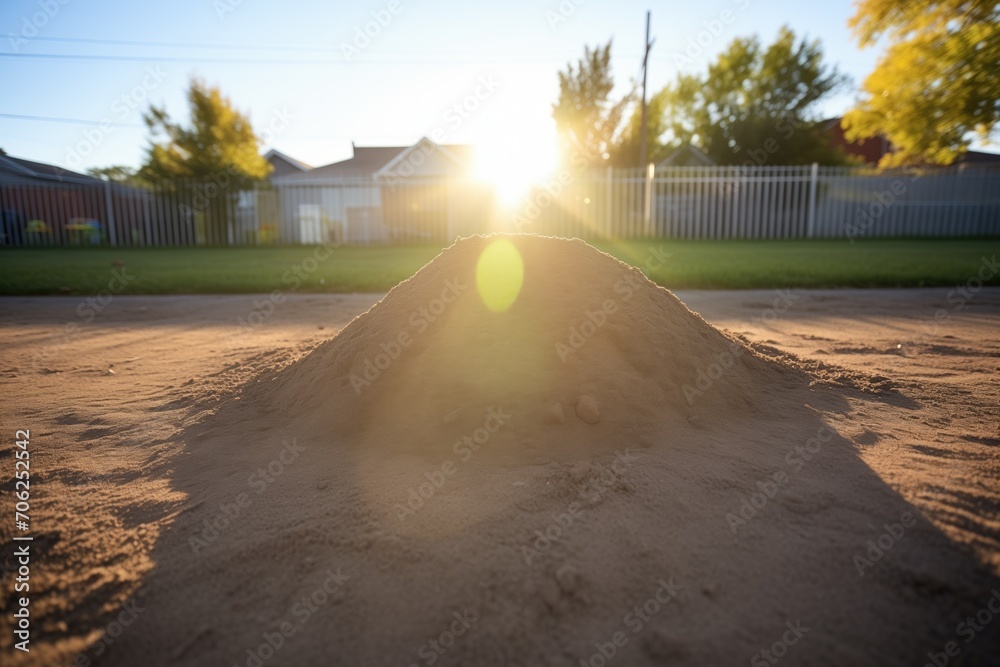 sunlight casting shadow from a soil mound Stock Photo | Adobe Stock