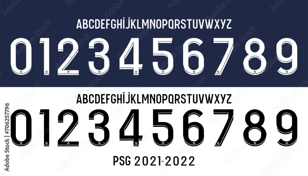 Vetor de font vector team 2021-2022 kit sport style font. football ...