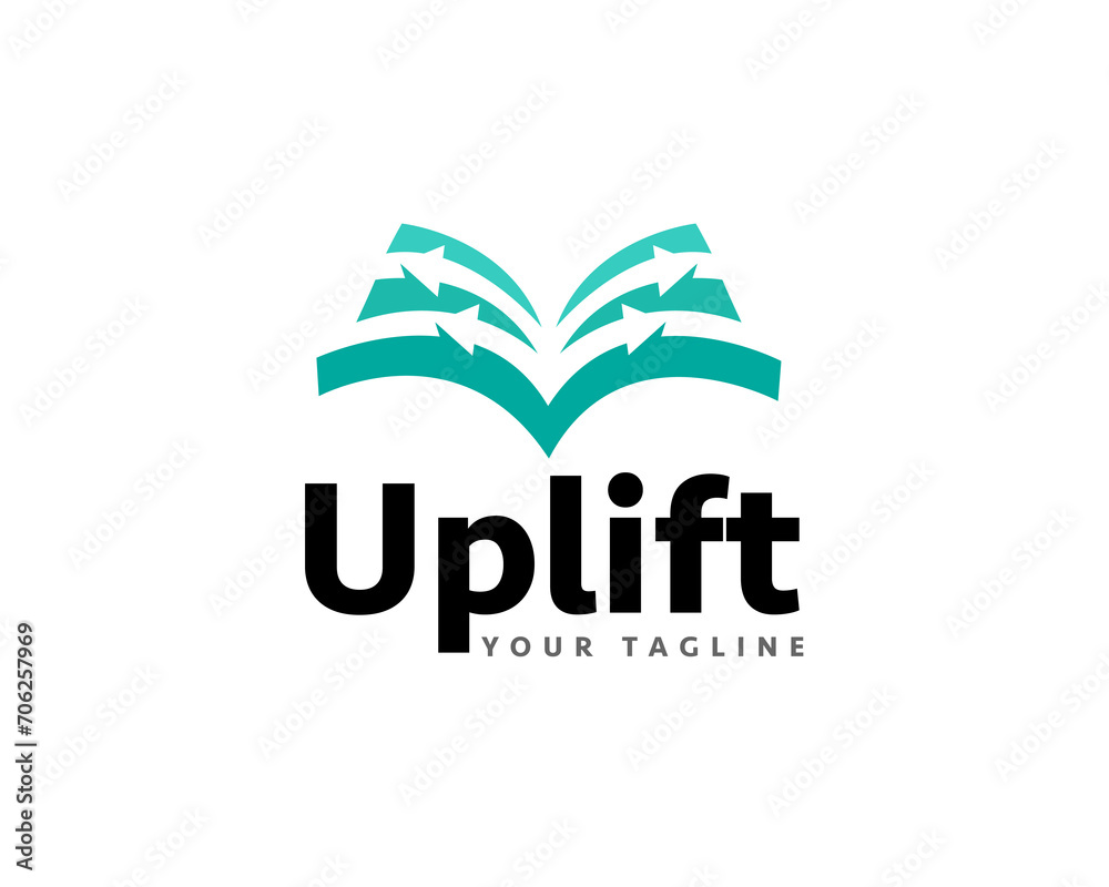 Up lift arrow book logo icon symbol design template illustration ...