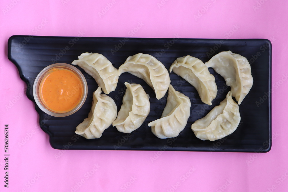 Veg steam momo, Nepalese Traditional dish Momo stuffed with vegetables ...