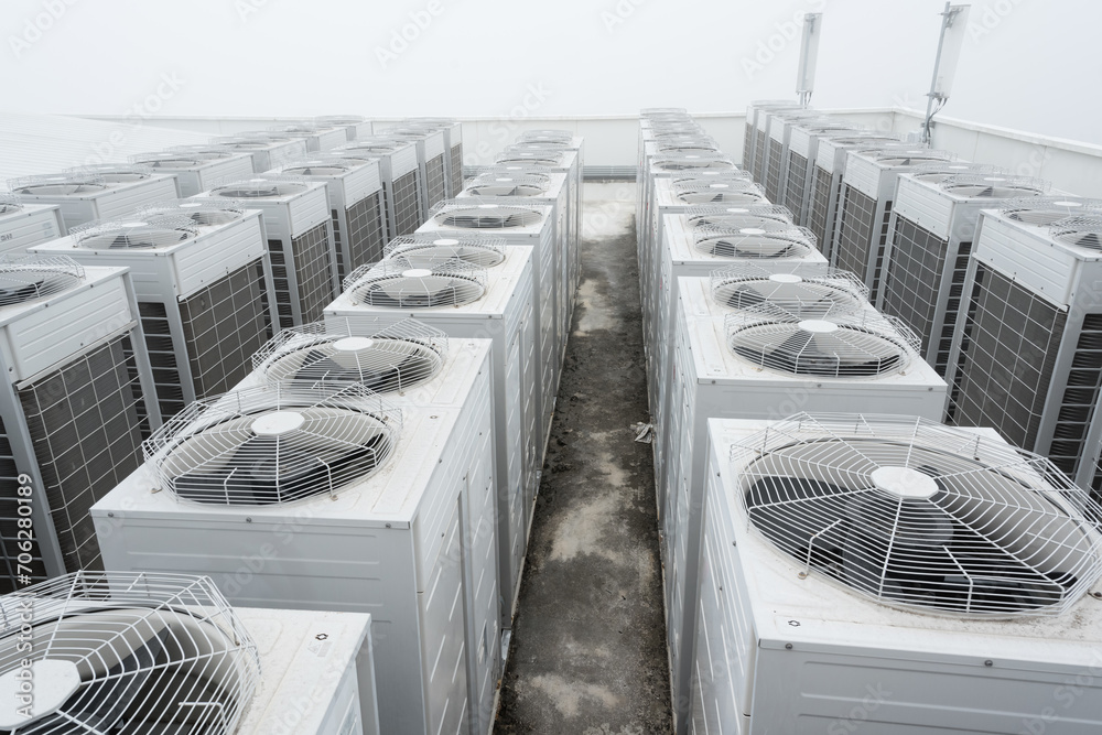 System of central compressor machine part of air conditioner system set ...