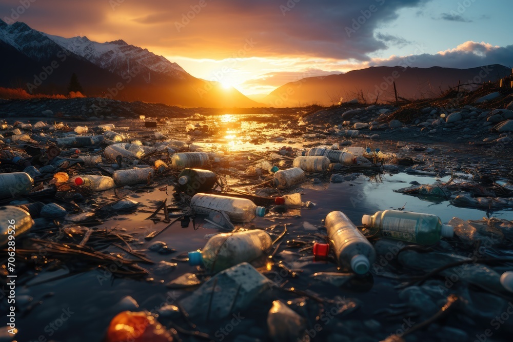 Sprawling landfill site overflowing with mountains of discarded plastic ...