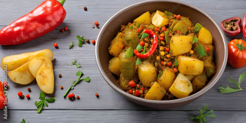 Aloo shimla mirch: Green capsicum with potatoes sautéed with cumin ...