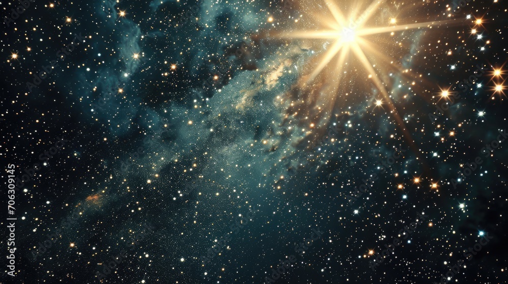 A stunning image of a bright star illuminating the night sky. Perfect ...