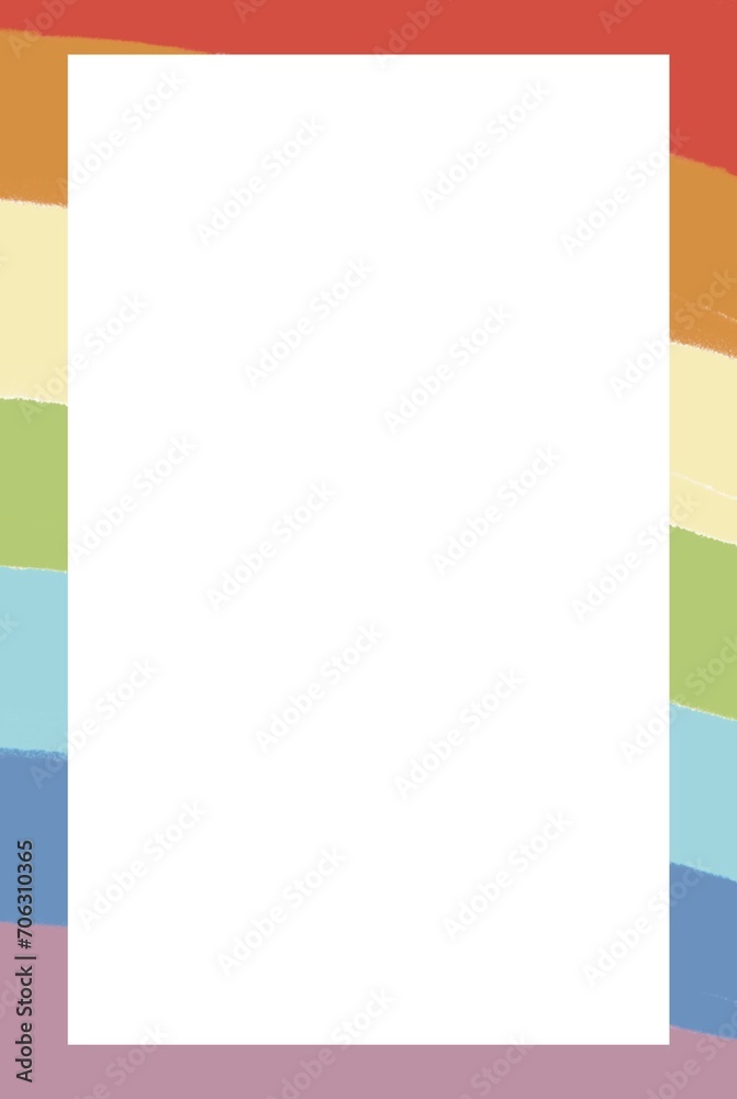 rainbow frame with white background ,cute paper and memo decoration ...