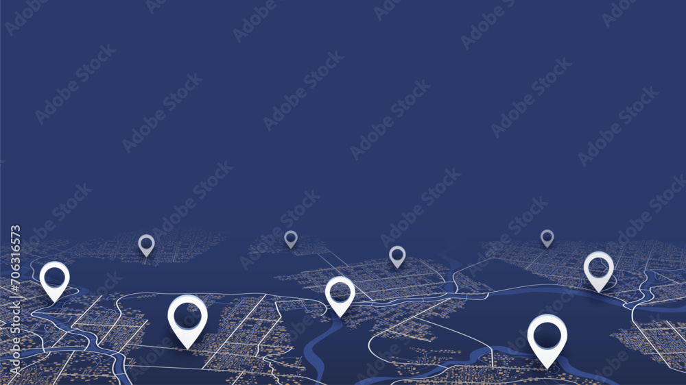 Concept of your location on map. Navigation to poi. Simple scheme of ...