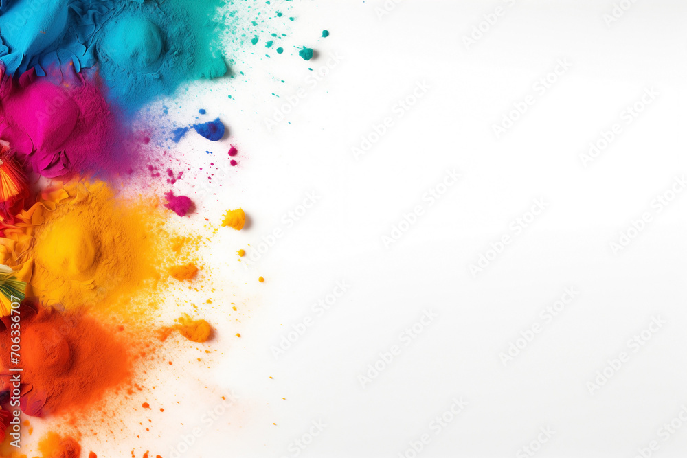 Holi style border design with colorful powder. Frame border with place ...