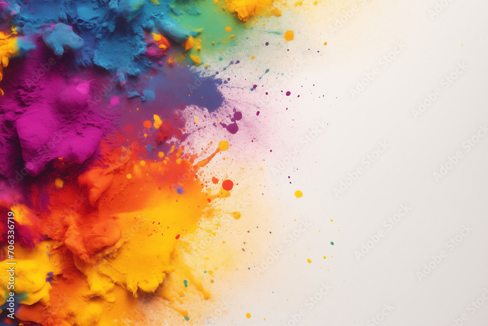 Holi style border design with colorful powder. Frame border with place ...