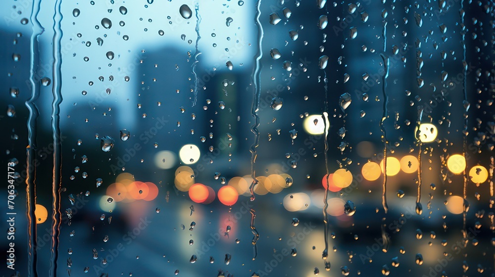 Condensation on car windows and buildings Wallpaper background rain ...