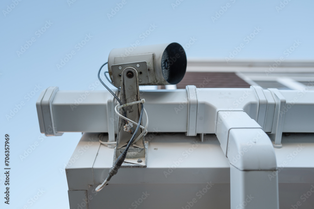 Shallow focus of the base of a home DIY infra red CCTV camera showing ...