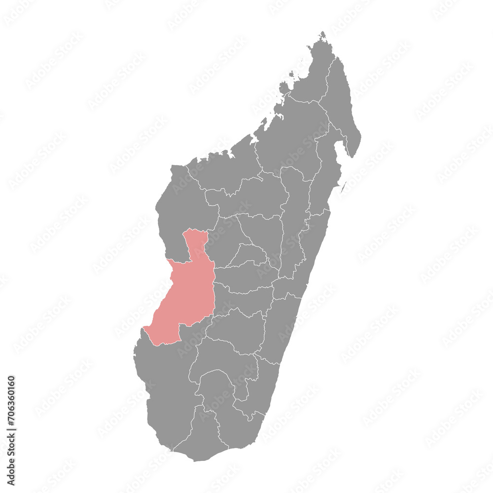 Menabe region map, administrative division of Madagascar. Vector ...