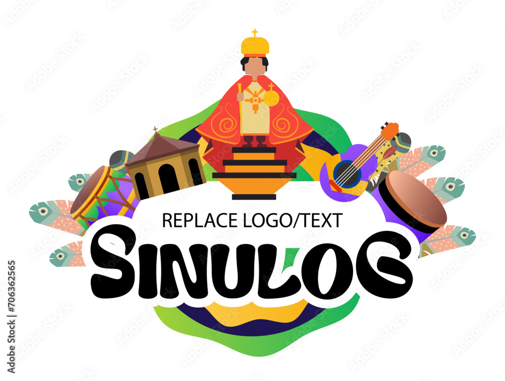 Colorful Celebration: Fun Sinulog Festival Design Stock Vector | Adobe ...