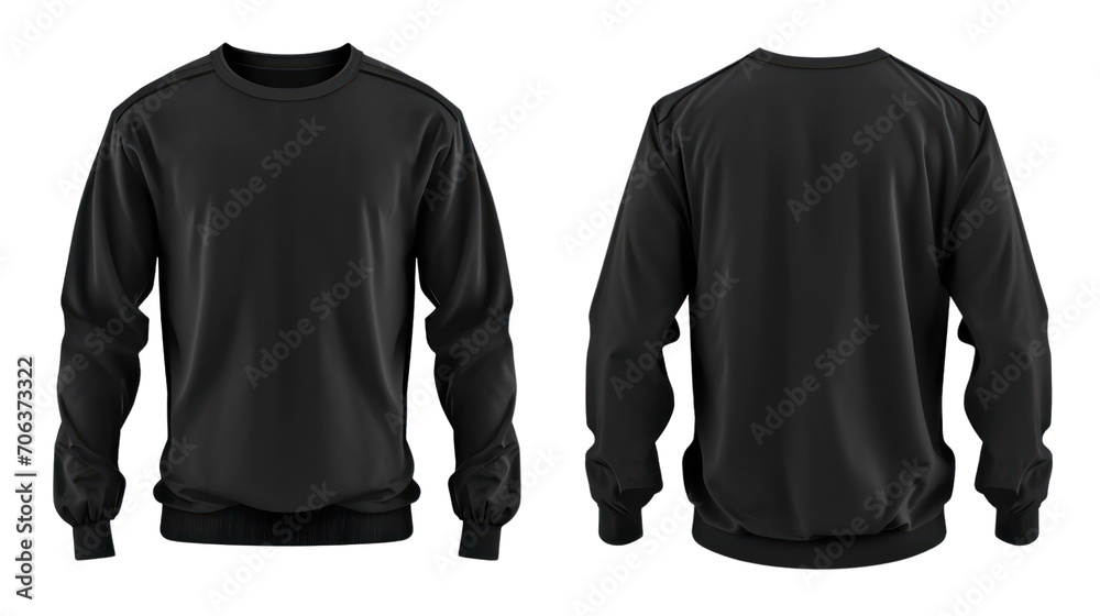 Black raglan, front and back view. Transparent background. PNG Stock ...