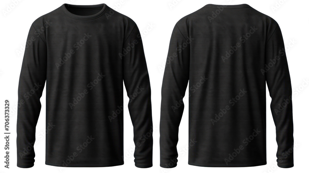 Black raglan, front and back view. Transparent background. PNG Stock ...