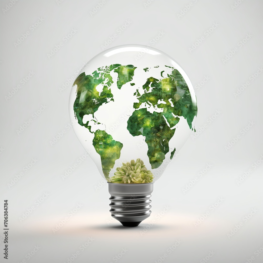 Earth Day. Green energy. Power consumption. Energy efficiency. Bulb ...