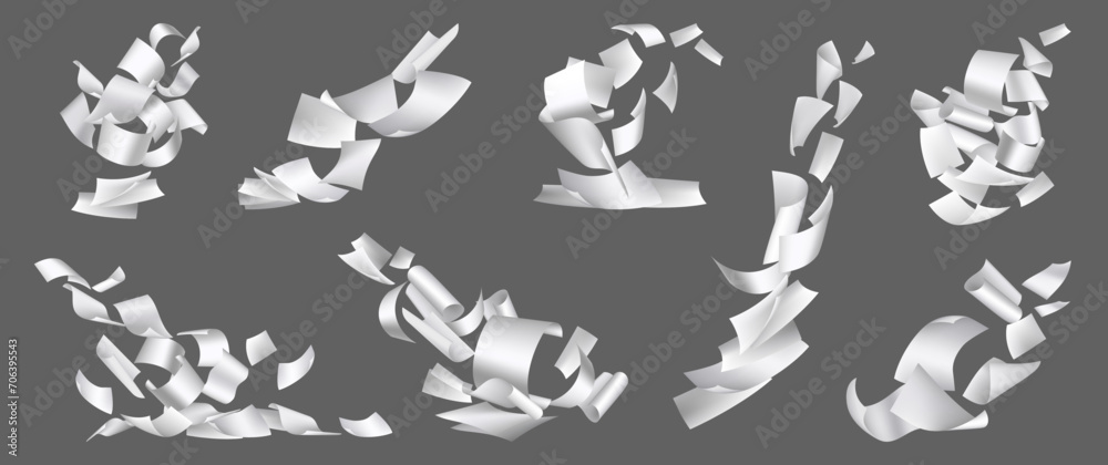 Sheets of paper falling down, blown away by wind. Vector isolated a4 ...