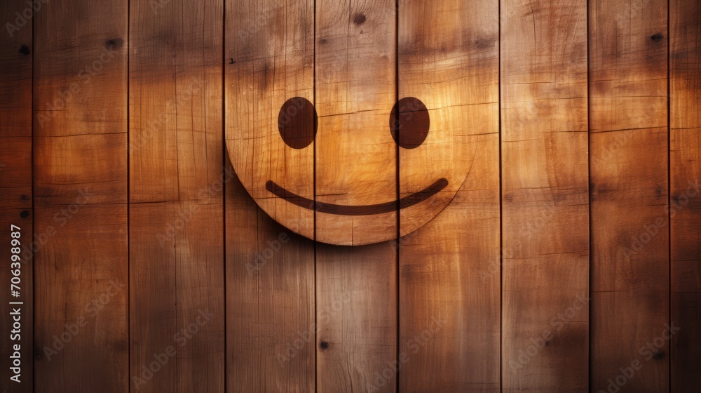 Radiant wooden smiley face: high-resolution 8k wallpaper background ...