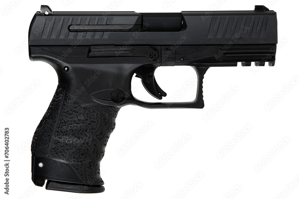 Modern semi-automatic pistol isolate on a white background. Armament ...