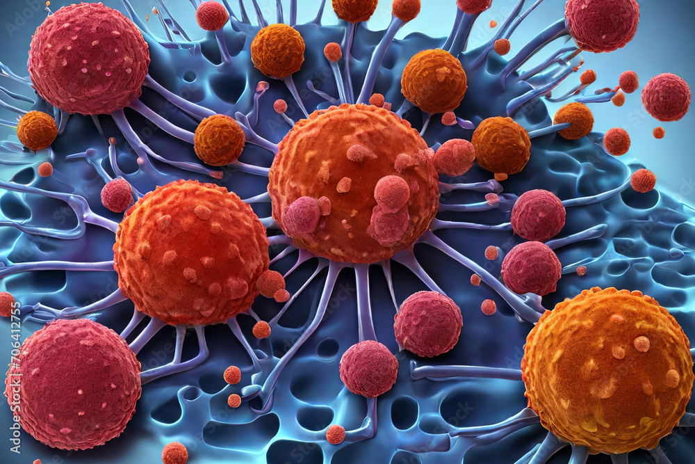 Educational immune system illustration. In-depth view of cells ...