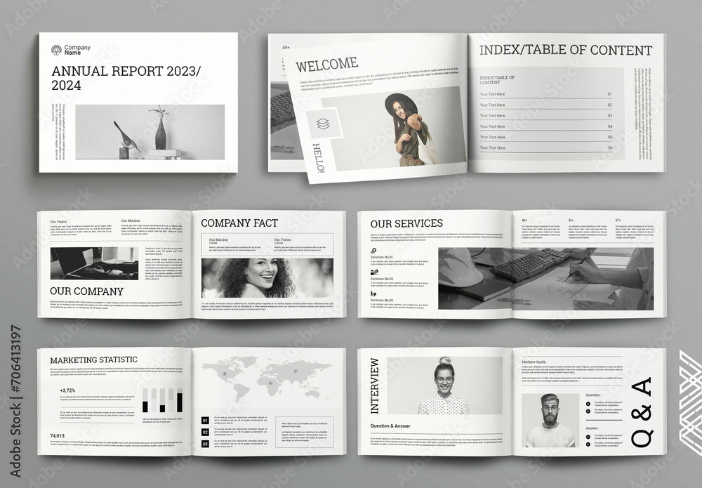 Annual Report Design layout Landscape Stock Template | Adobe Stock